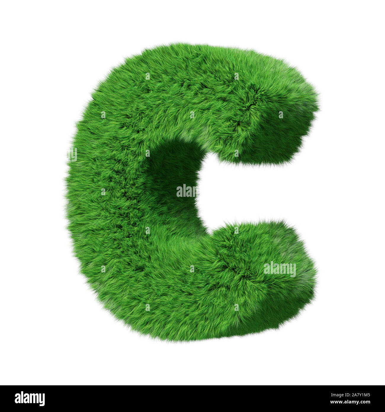 Grass alphabet, letter C. Isolated on white 3D illustration Stock Photo ...