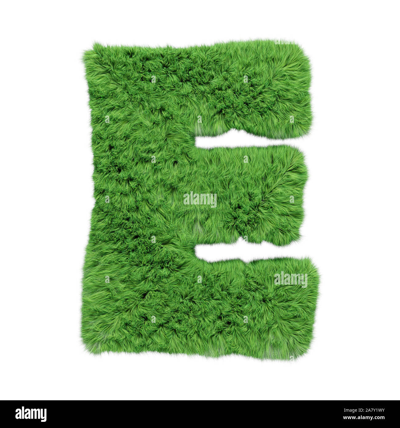 Grass alphabet, letter E. Isolated on white 3D illustration Stock Photo ...