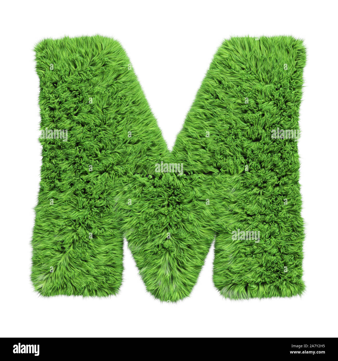Grass alphabet, letter M. Isolated on white 3D illustration Stock Photo ...