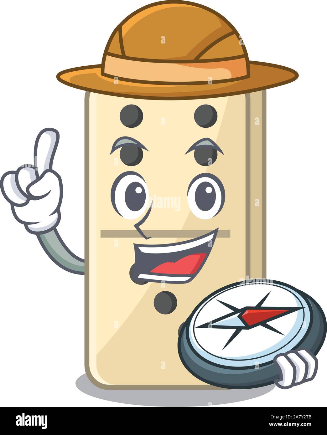 holding compass cartoon style of domino cute isolated Stock Vector ...