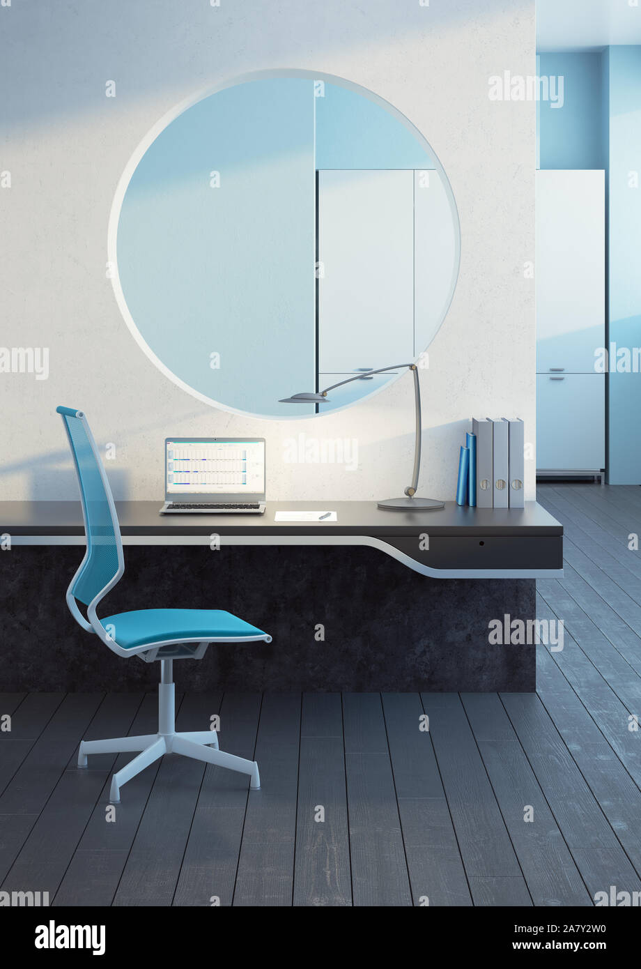 work place in the modern office, 3d rendering Stock Photo - Alamy