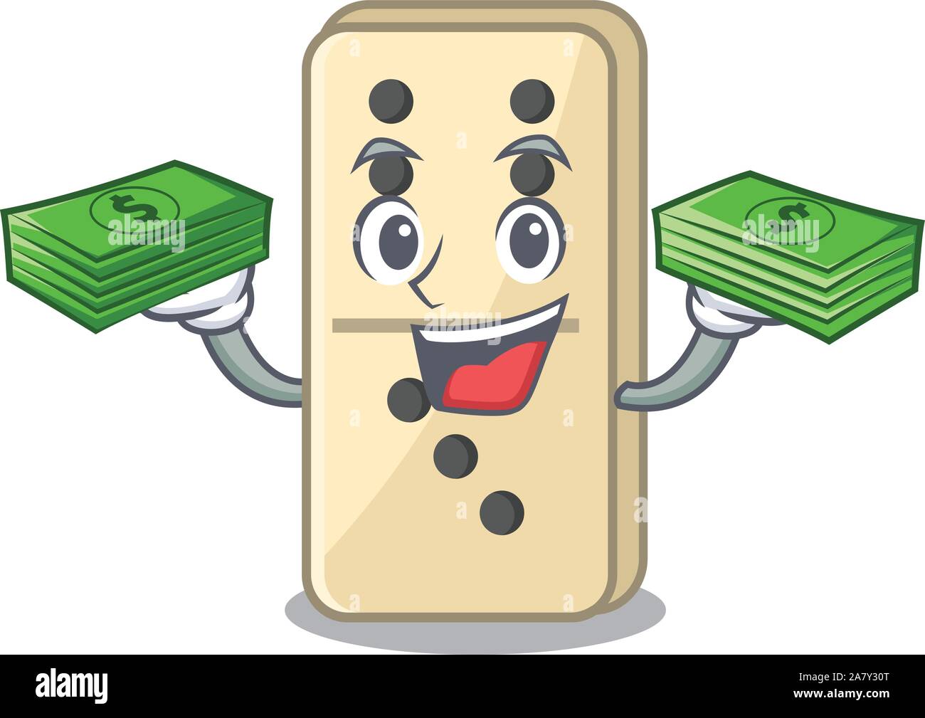 Cartoon style of domino cute holding money isolated Stock Vector Image ...