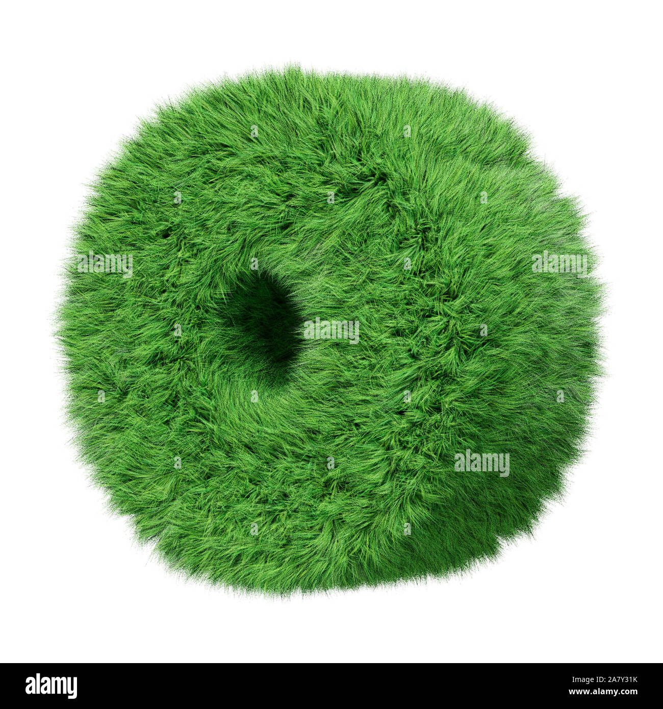 Grass alphabet, letter O. Isolated on white 3D illustration Stock Photo ...