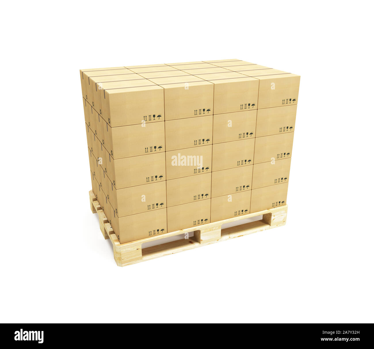 pallet with cardboard boxes Stock Photo - Alamy