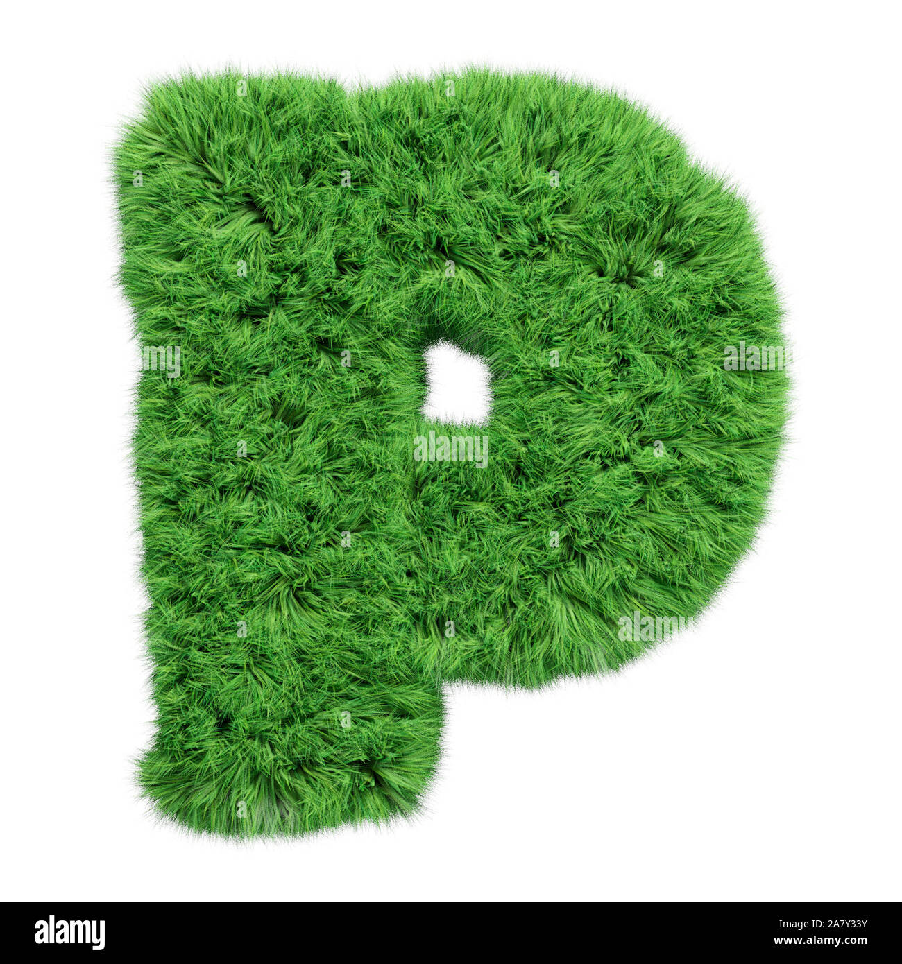 Grass alphabet, letter P. Isolated on white 3D illustration Stock Photo ...