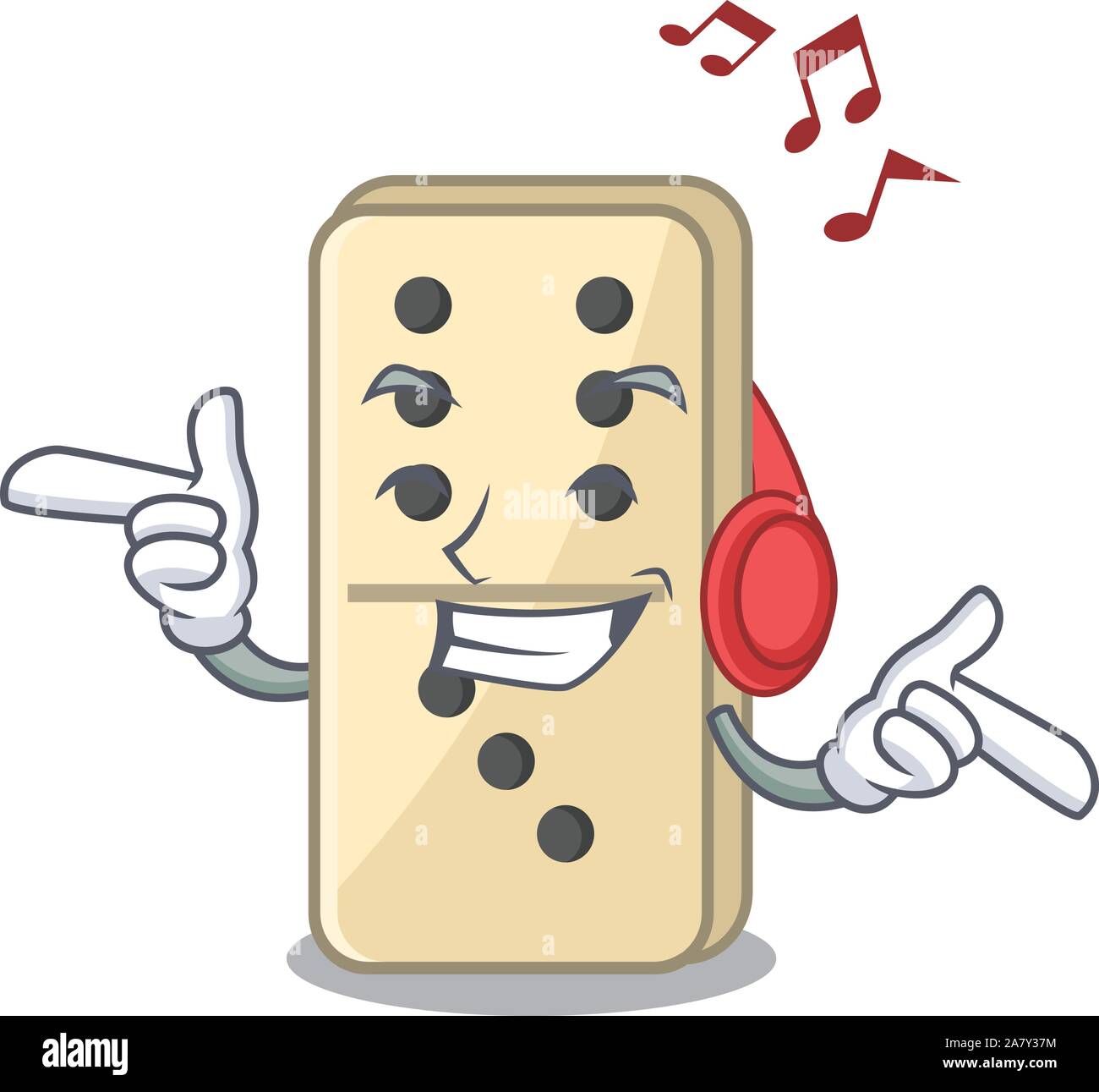 Cartoon style of listening music domino cute isolated Stock Vector ...