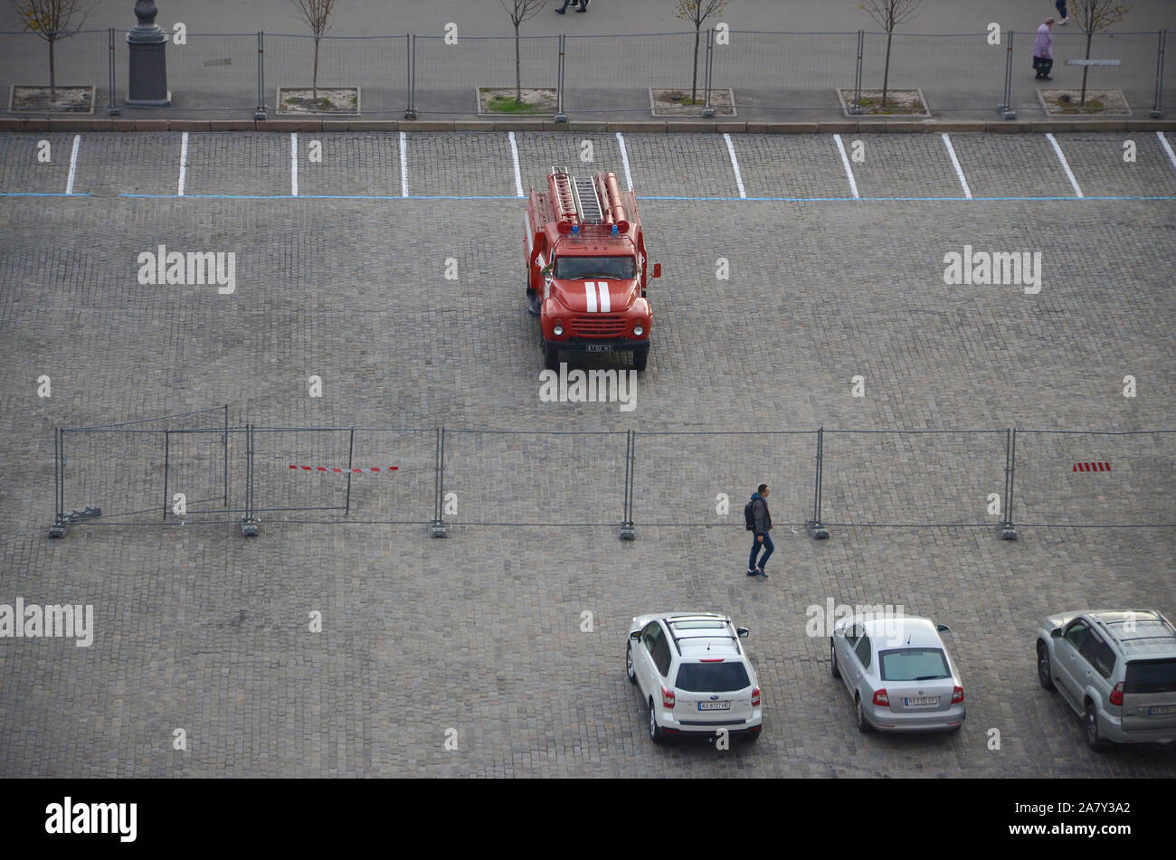 KHARKOV, UKRAINE - OCTOBER 25, 2019: Fire rescue truck from post soviet ...