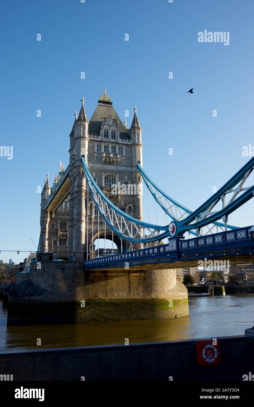 Tower Bridge on the banks of Thames river in London Stock Photo - Alamy