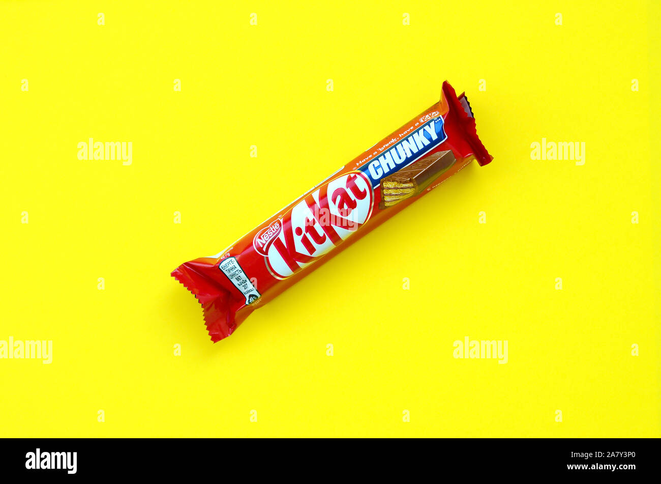 KHARKOV, UKRAINE - OCTOBER 17, 2019: Kit Kat chocolate bar in red ...