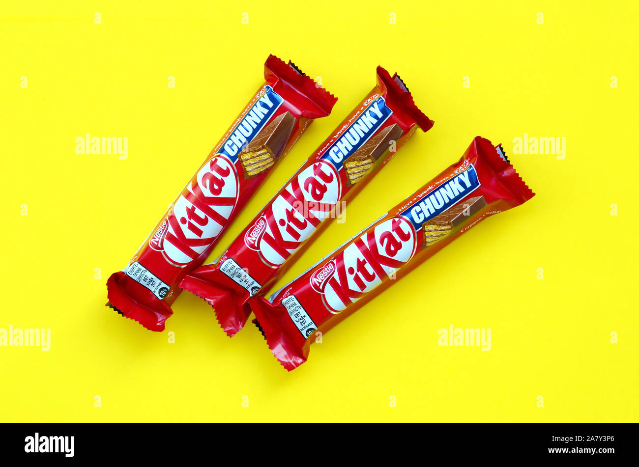 KHARKOV, UKRAINE - OCTOBER 17, 2019: Kit Kat chocolate bars in red ...