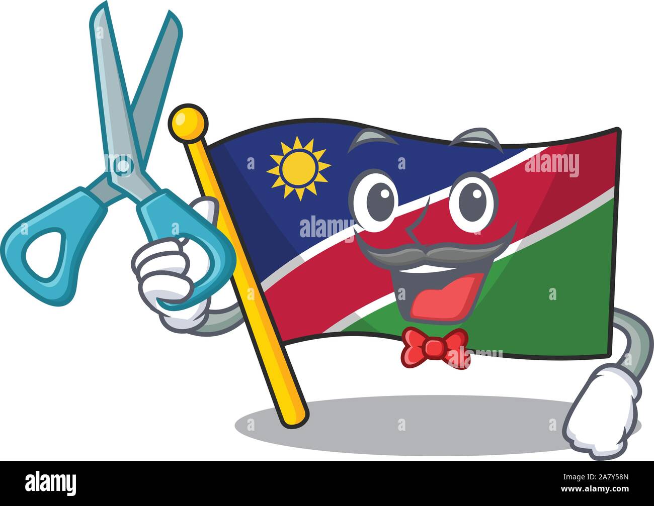 smiling flag barber namibia cartoon character working Stock Vector ...