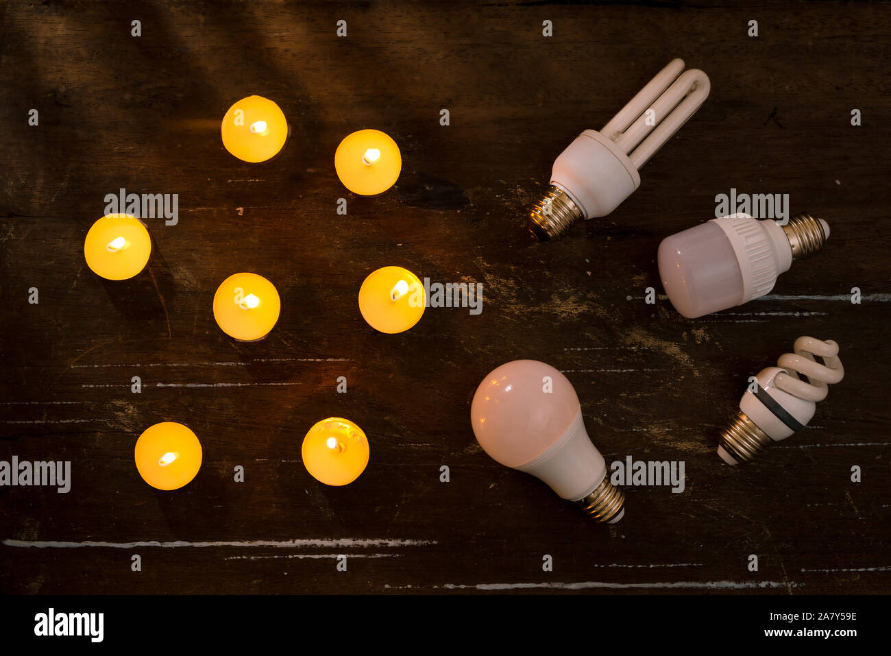 Energy saving. Concept by the hour of the earth, an hour without light ...