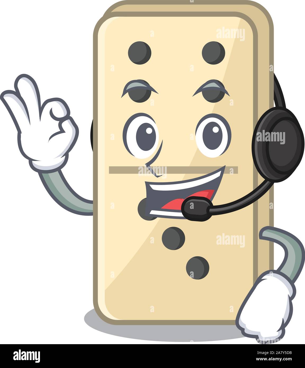 isolated domino with the cartoon with headphone Stock Vector Image ...