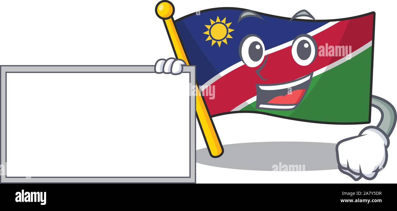 with board smiling flag namibia cartoon character working Stock Vector ...