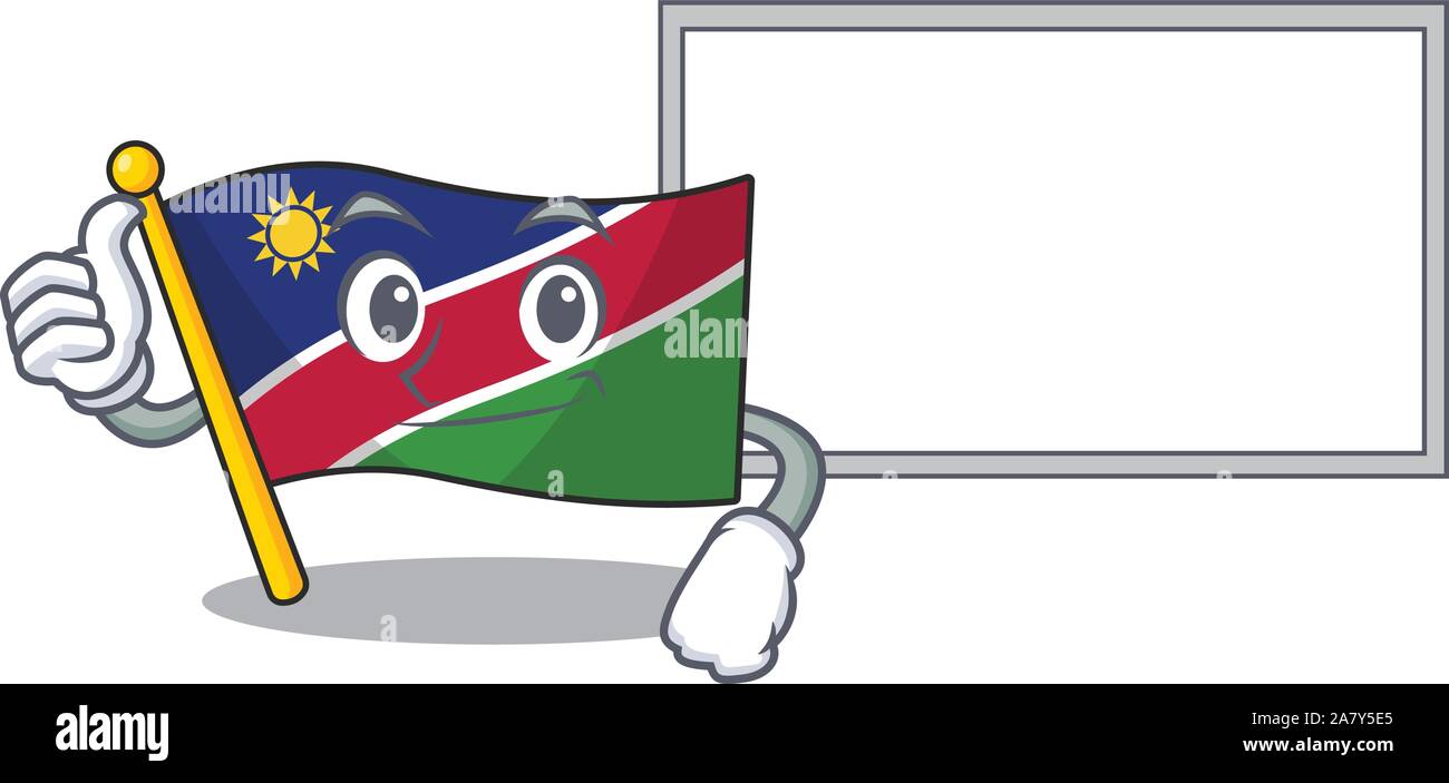 smiling flag namibia thumbs up with board cartoon character working ...