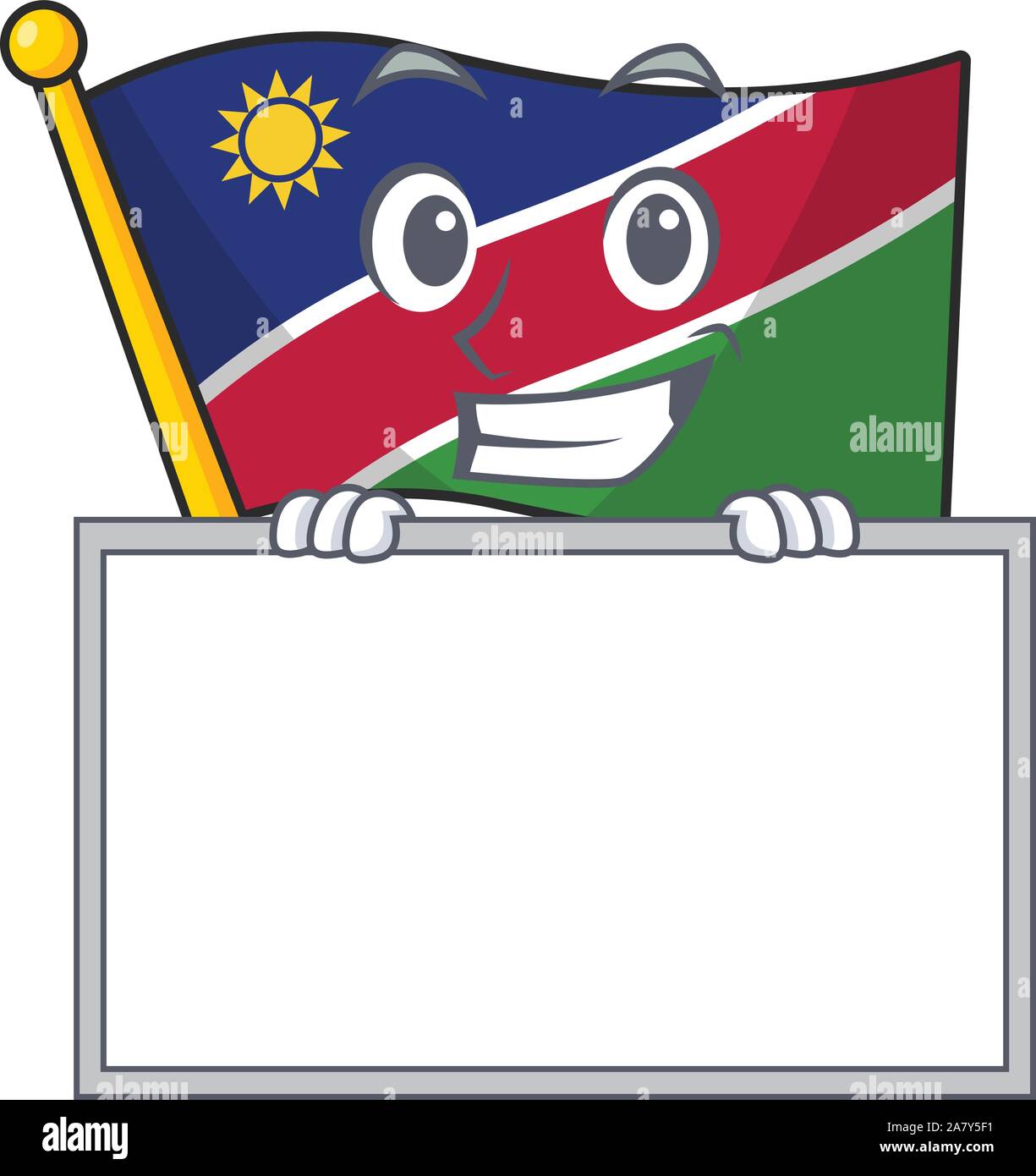 smiling flag namibia cartoon character grinning with board working ...