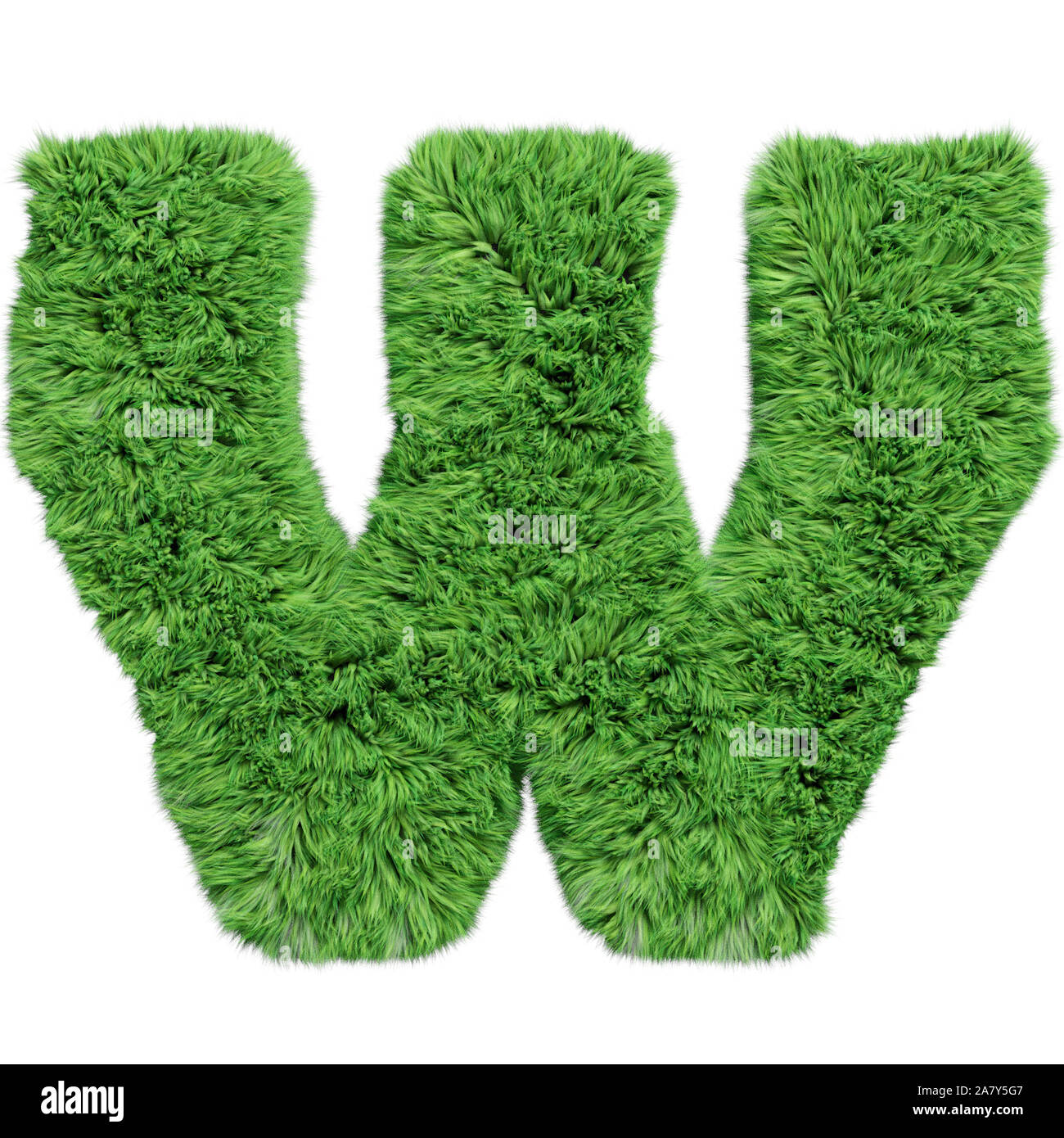 Grass alphabet, letter W. Isolated on white 3D illustration Stock Photo ...