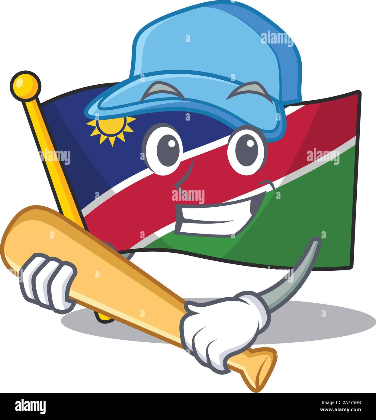 smiling flag playing baseball namibia cartoon character working Stock ...
