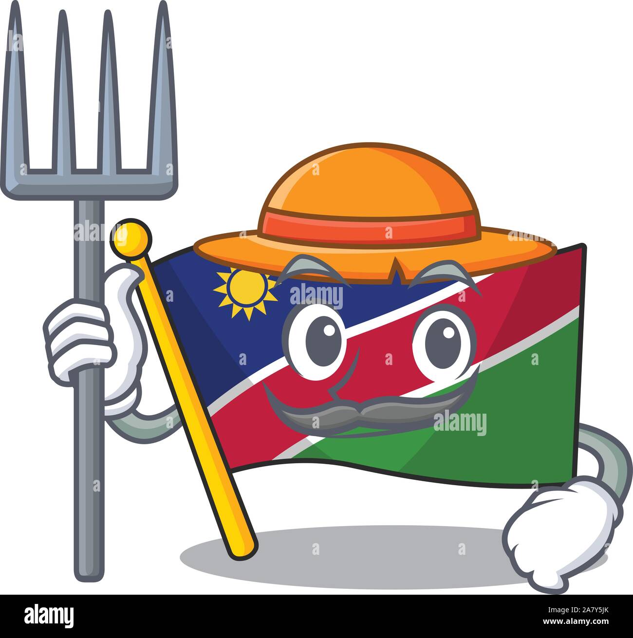 farmer smiling flag namibia cartoon character working Stock Vector ...