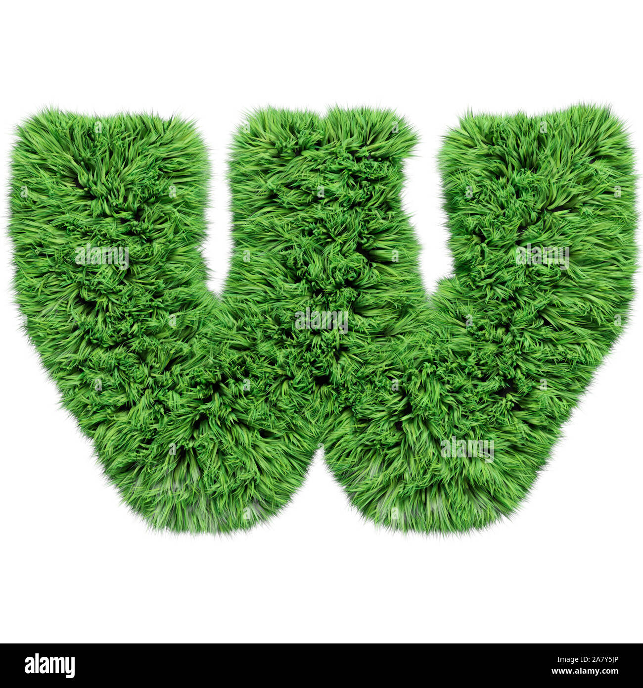 Grass alphabet, letter w. Isolated on white 3D illustration Stock Photo ...
