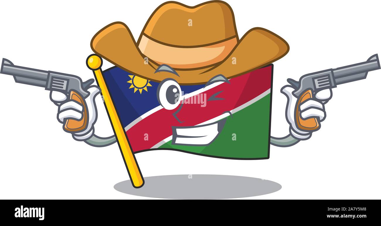 smiling cowboy flag namibia cartoon character working Stock Vector ...