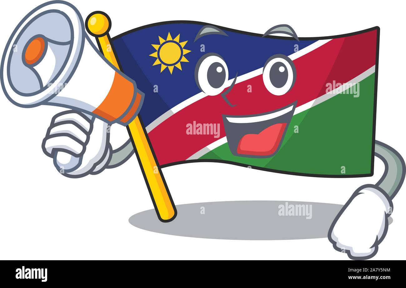 smiling flag namibia cartoon with holding megaphone character working ...