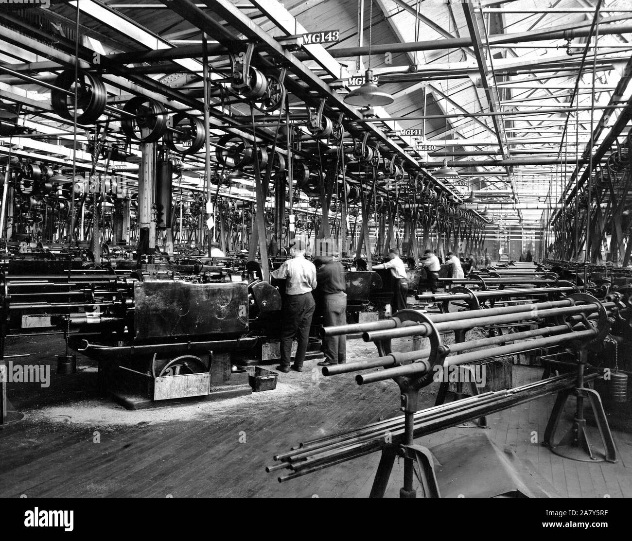 Manufacturing Curtiss Ox-5 airplane engines at the Willy-s Morrow Plant ...