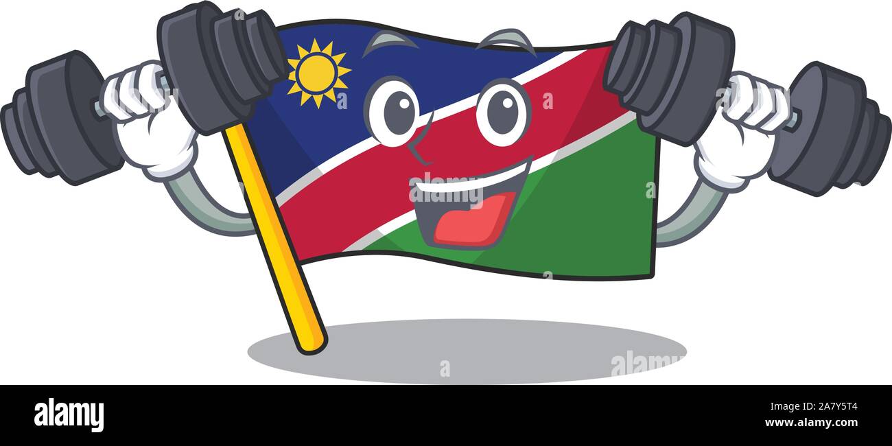with bring barbell smiling flag namibia cartoon character working Stock ...