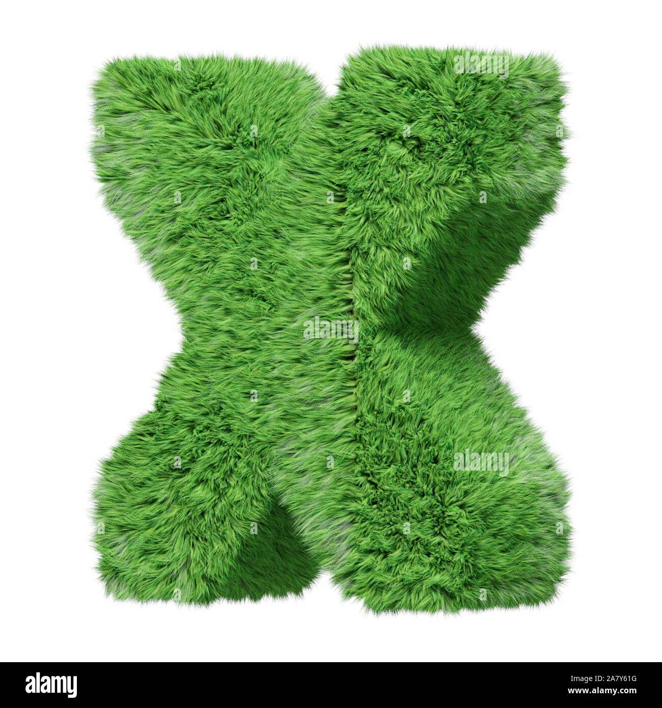 Grass alphabet, letter X. Isolated on white 3D illustration Stock Photo ...