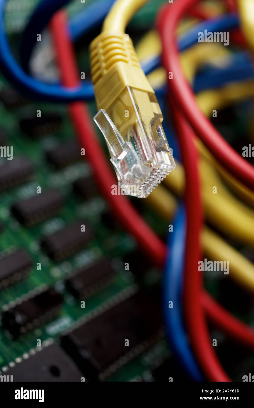 Ethernet cables group computer and integrated circuit Stock Photo - Alamy