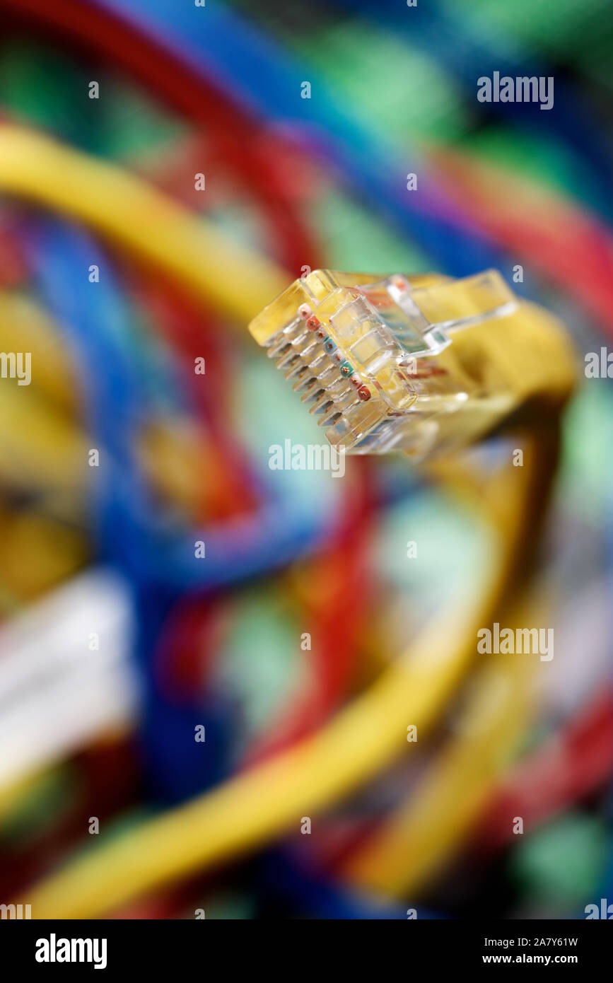 Ethernet cables group computer and integrated circuit Stock Photo - Alamy