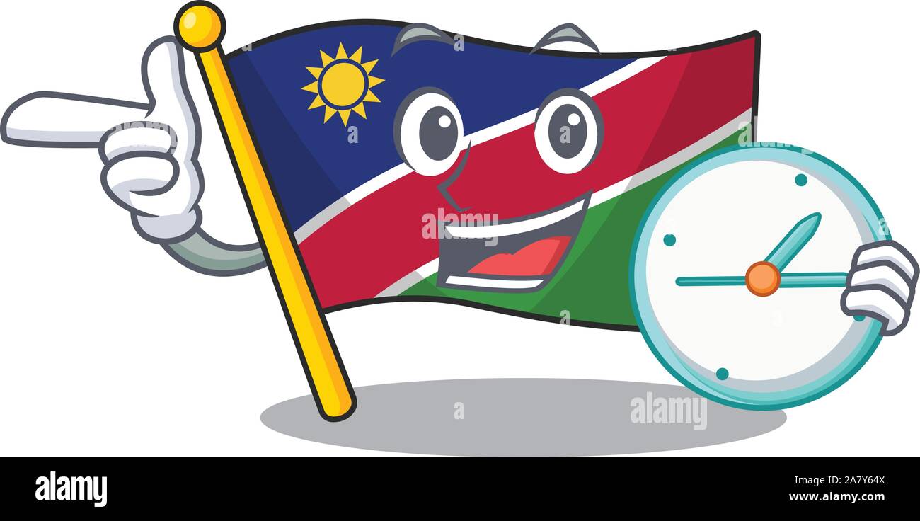 illustration flag namibia isolated with cartoon with bring clock Stock ...