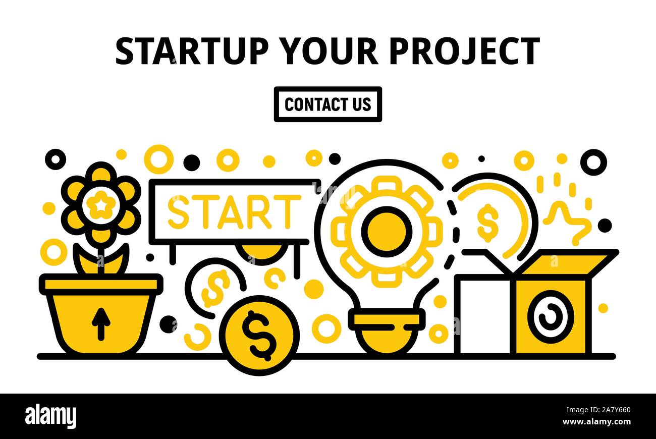 Startup your project banner, outline style Stock Vector Image & Art - Alamy