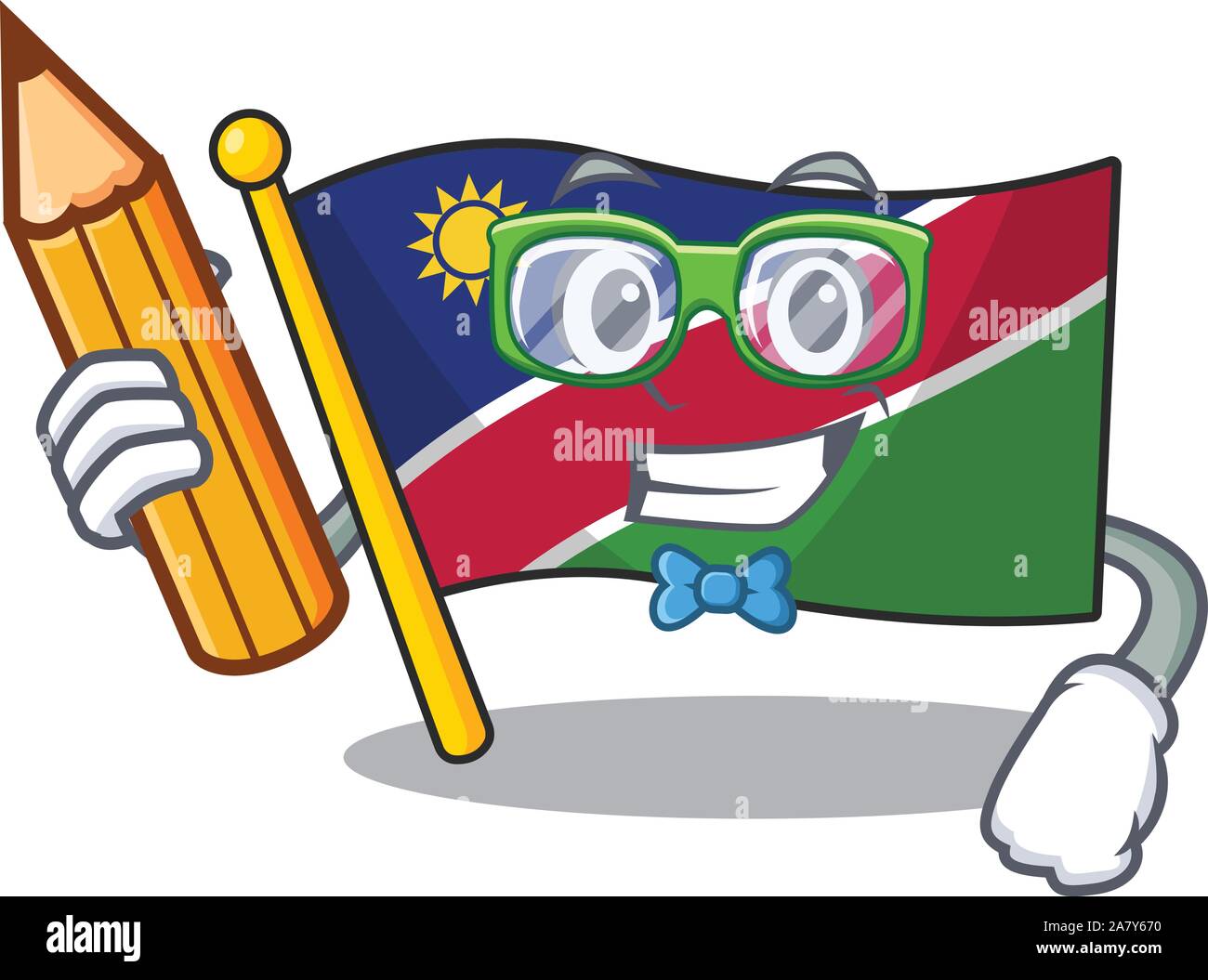 student holding pencil illustration flag namibia isolated with cartoon ...