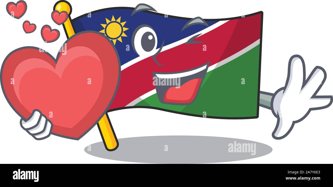 flag namibia cartoon with the shape holding heart Stock Vector Image ...