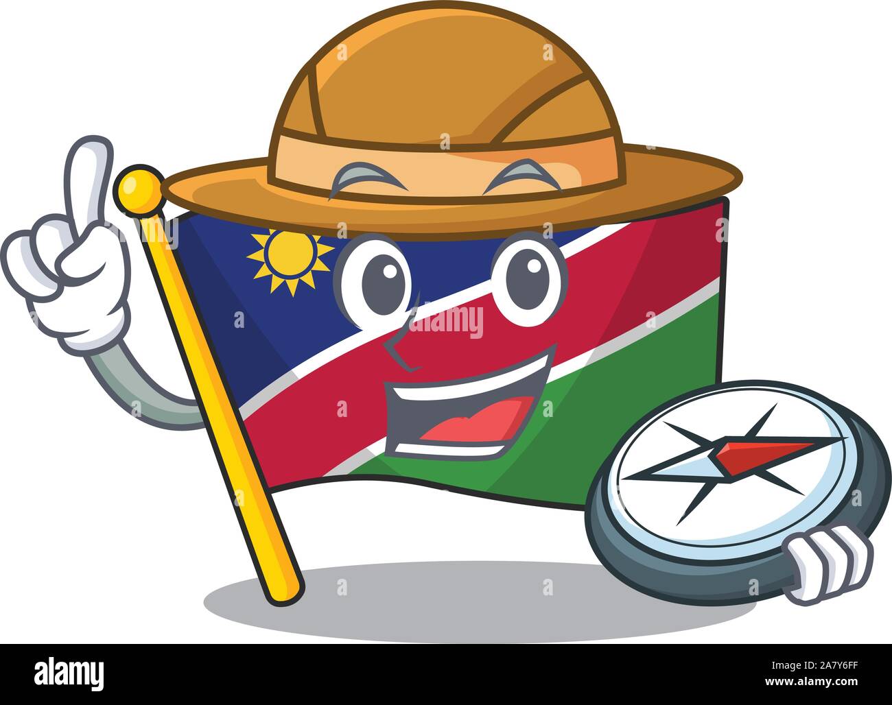flag namibia cartoon with the holding compass shape Stock Vector Image ...
