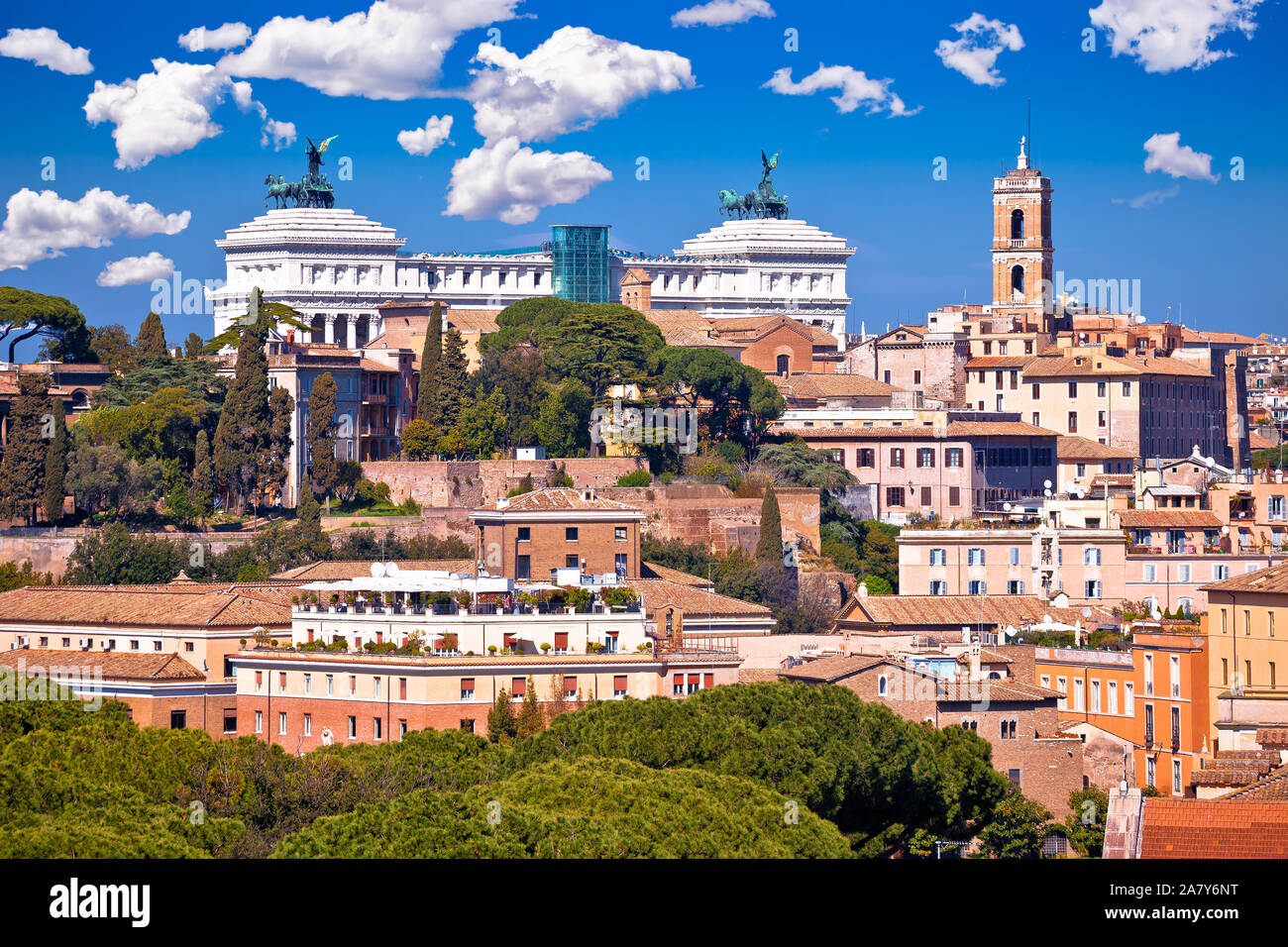 Rome. Eternal city of Rome landmarks an rooftops skyline view, capital ...