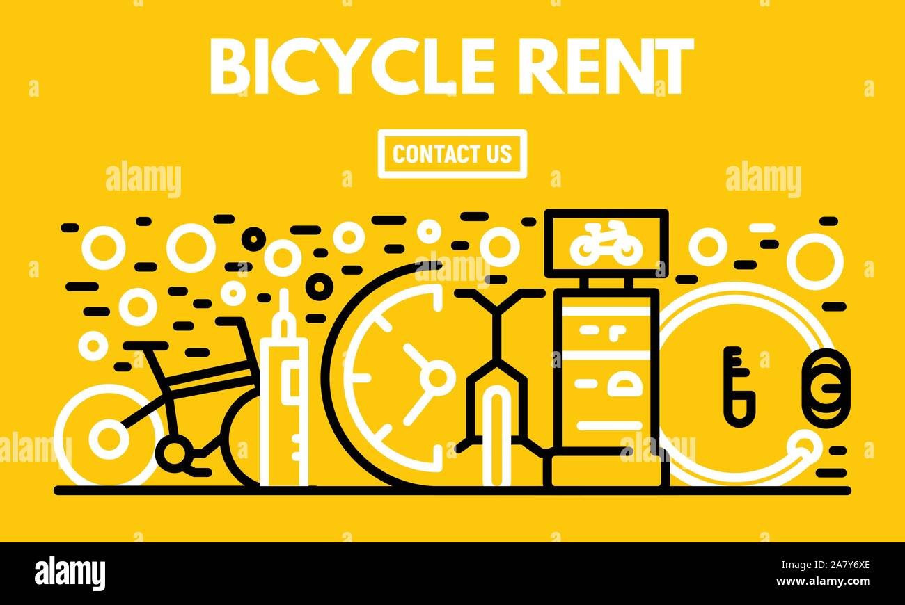 Bicycle rent banner, outline style Stock Vector Image & Art - Alamy