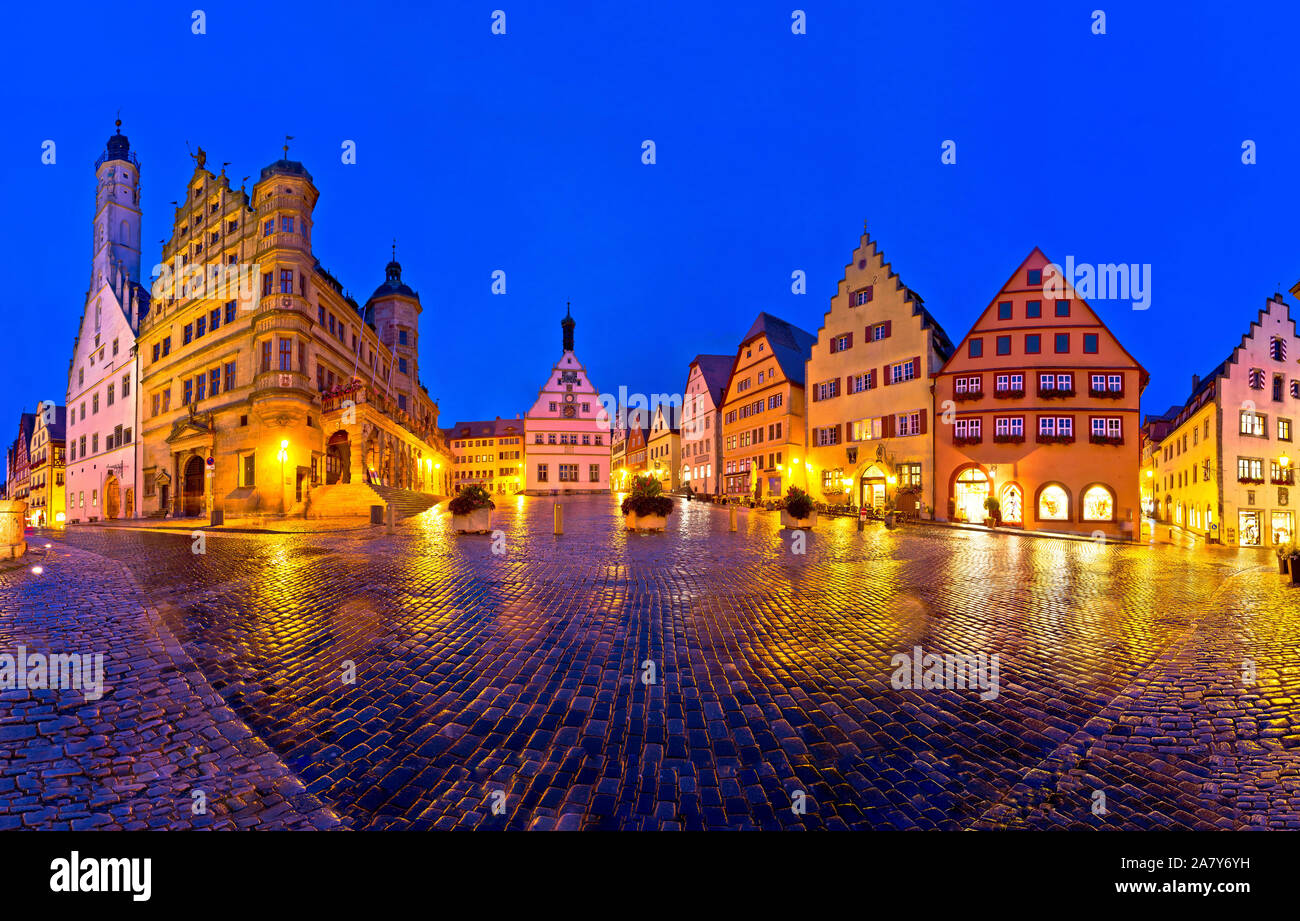 Rothenburg ob der Tauber. Main square (Marktplatz or Market square) of ...