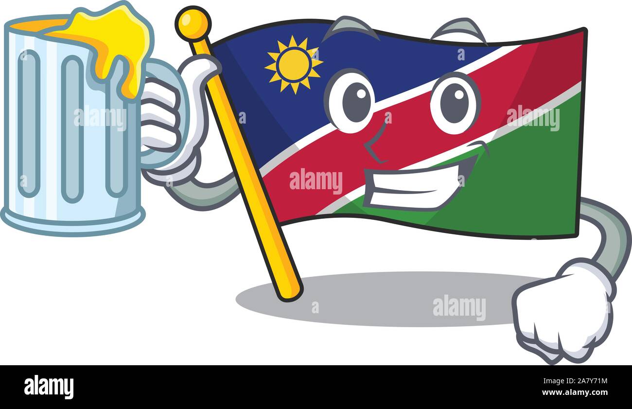flag namibia cartoon with the shape holding juice Stock Vector Image ...