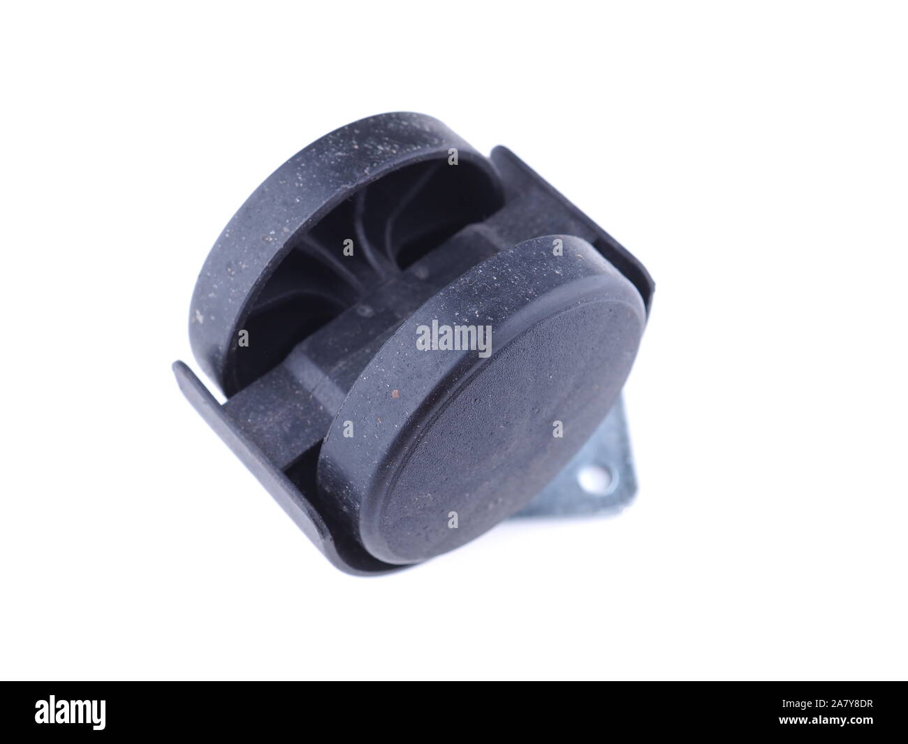 plastic black wheels on a white background Stock Photo - Alamy