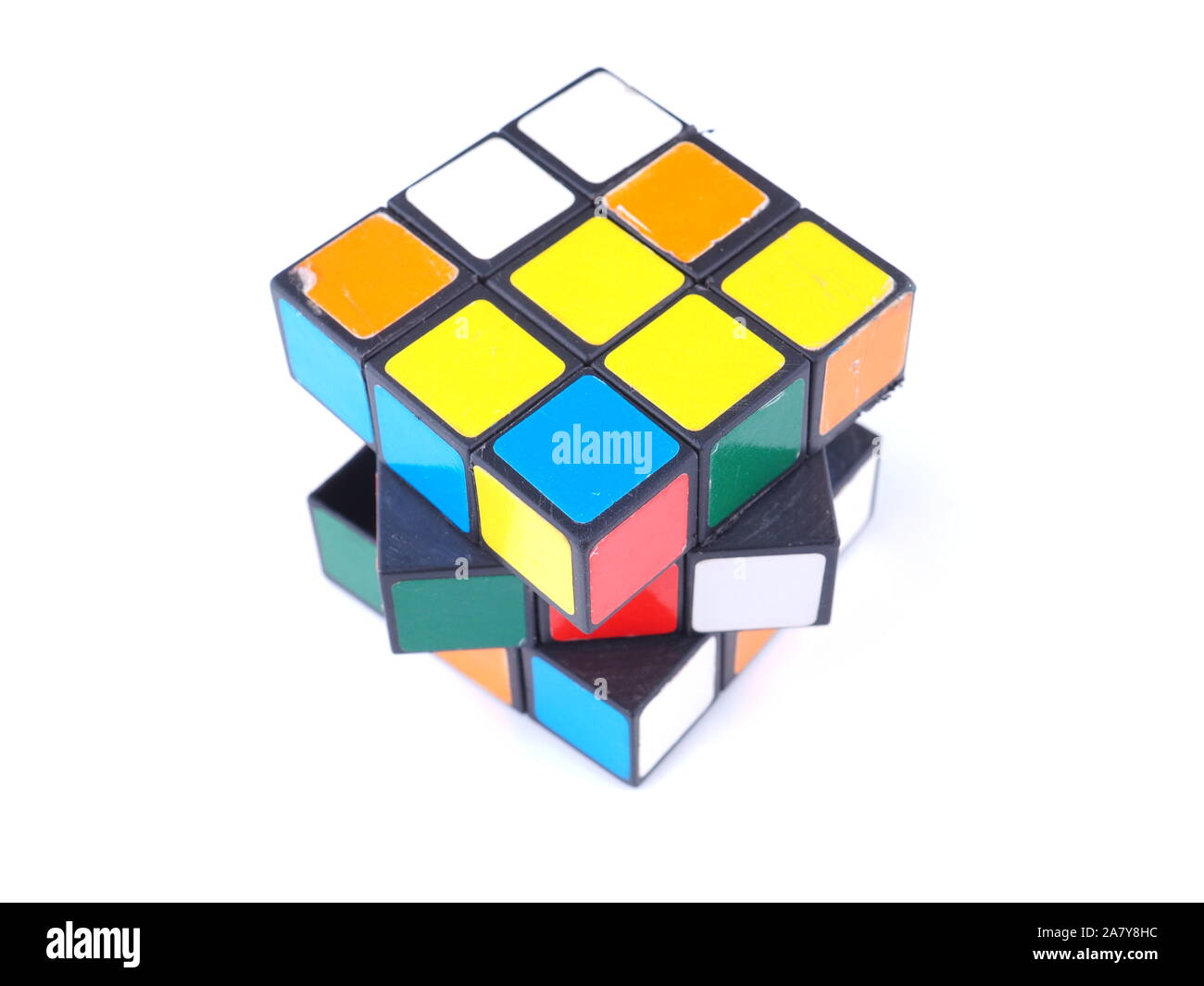 rubik's cube on a white background Stock Photo - Alamy