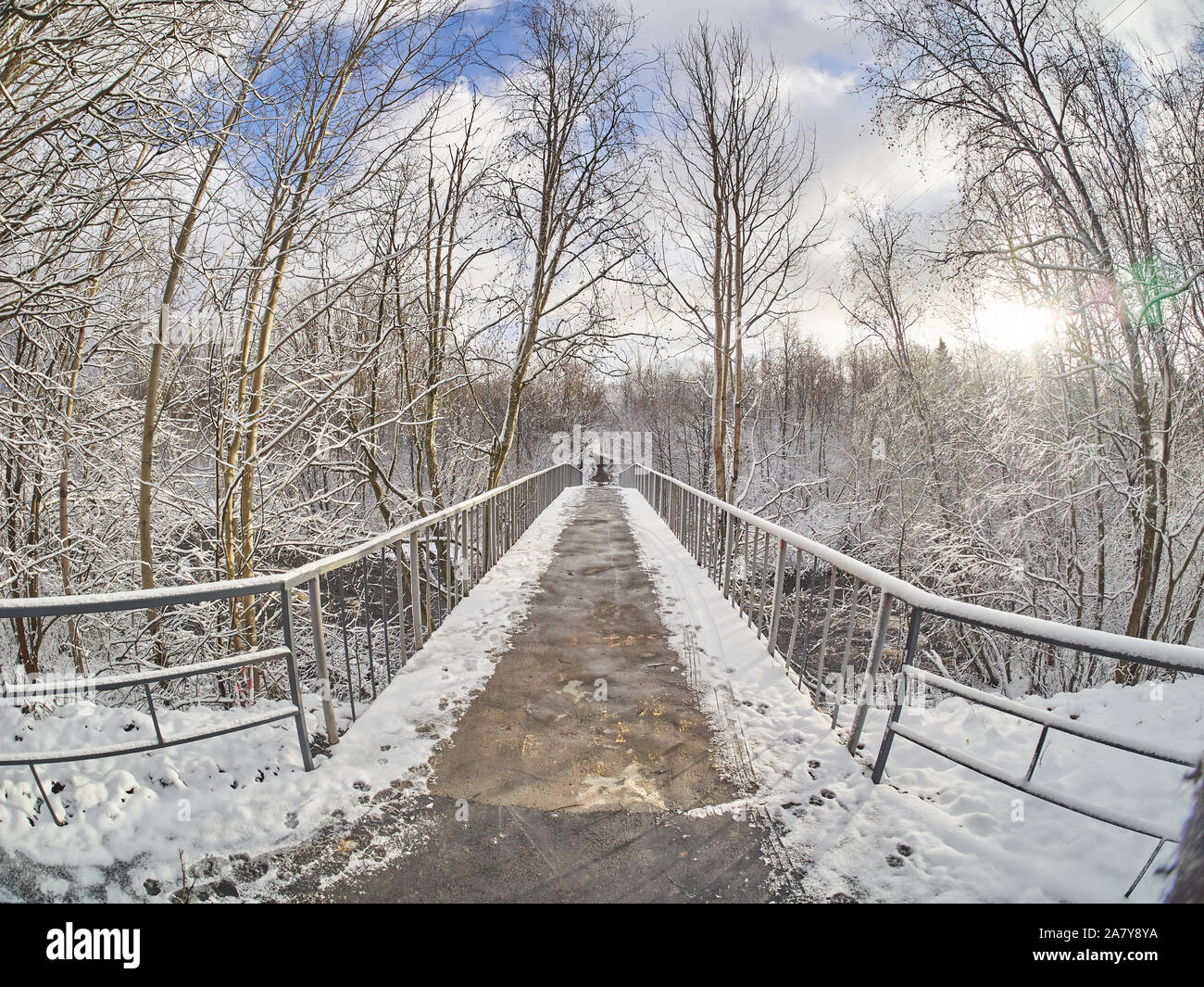 bridge over the river in winter. Russia Stock Photo - Alamy