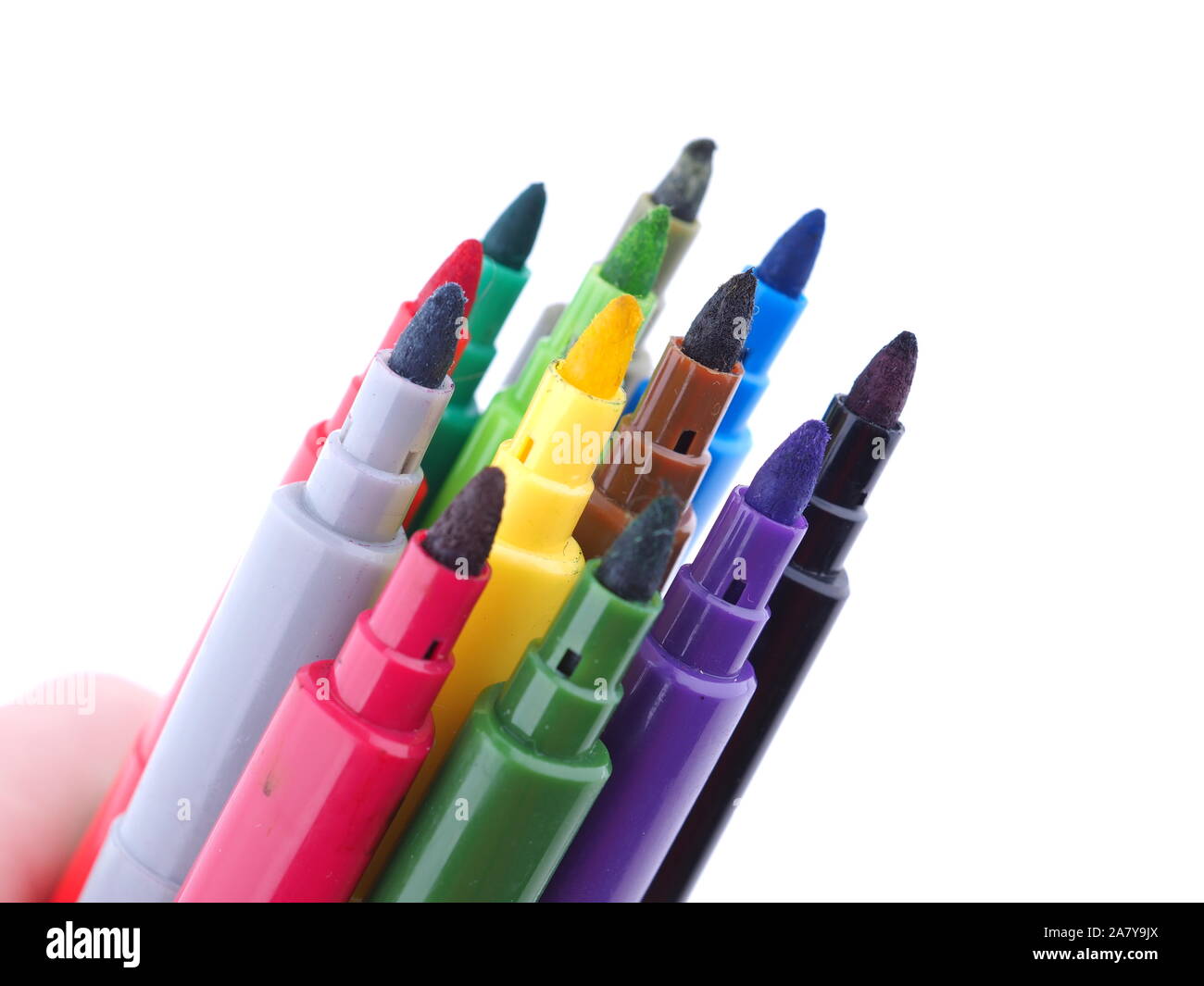 markers on a white background Stock Photo - Alamy