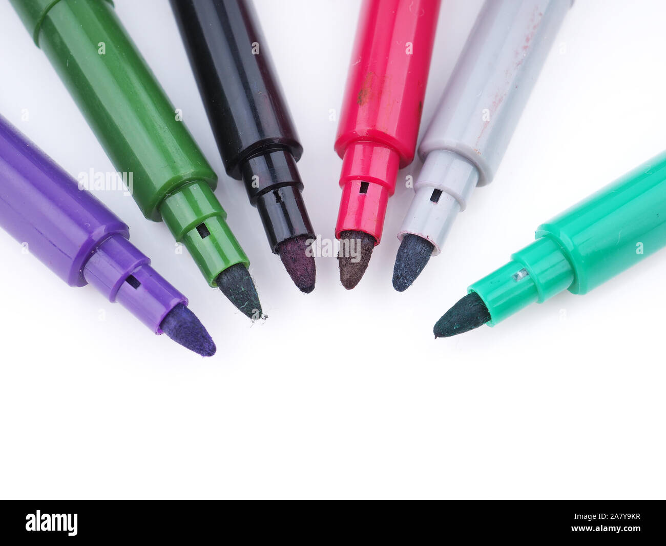 markers on a white background Stock Photo - Alamy