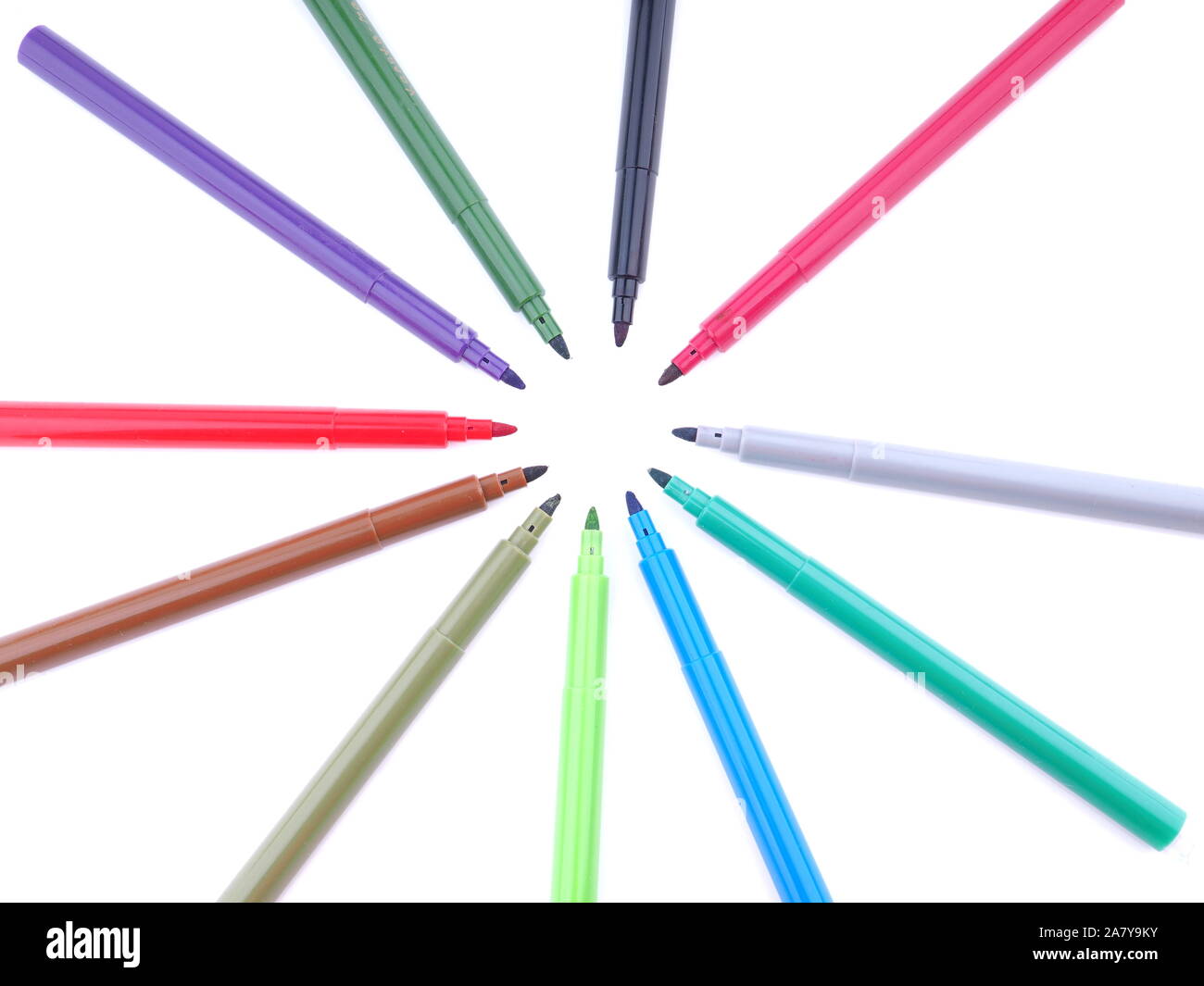 markers on a white background Stock Photo - Alamy