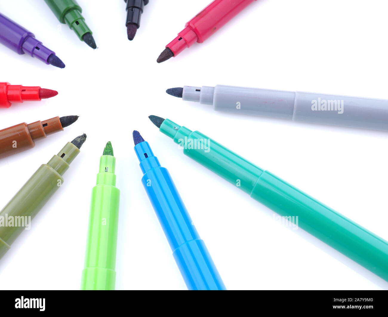 markers on a white background Stock Photo - Alamy