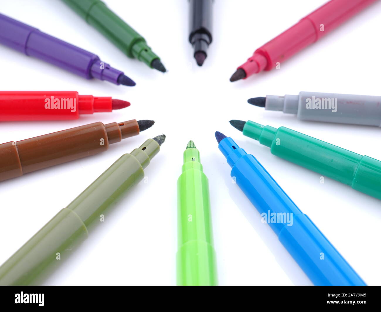 markers on a white background Stock Photo - Alamy