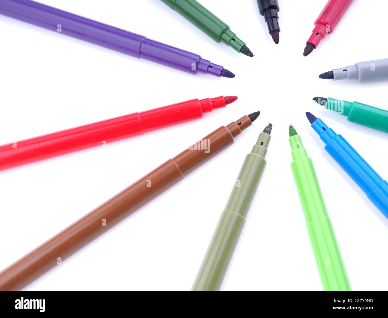 markers on a white background Stock Photo - Alamy