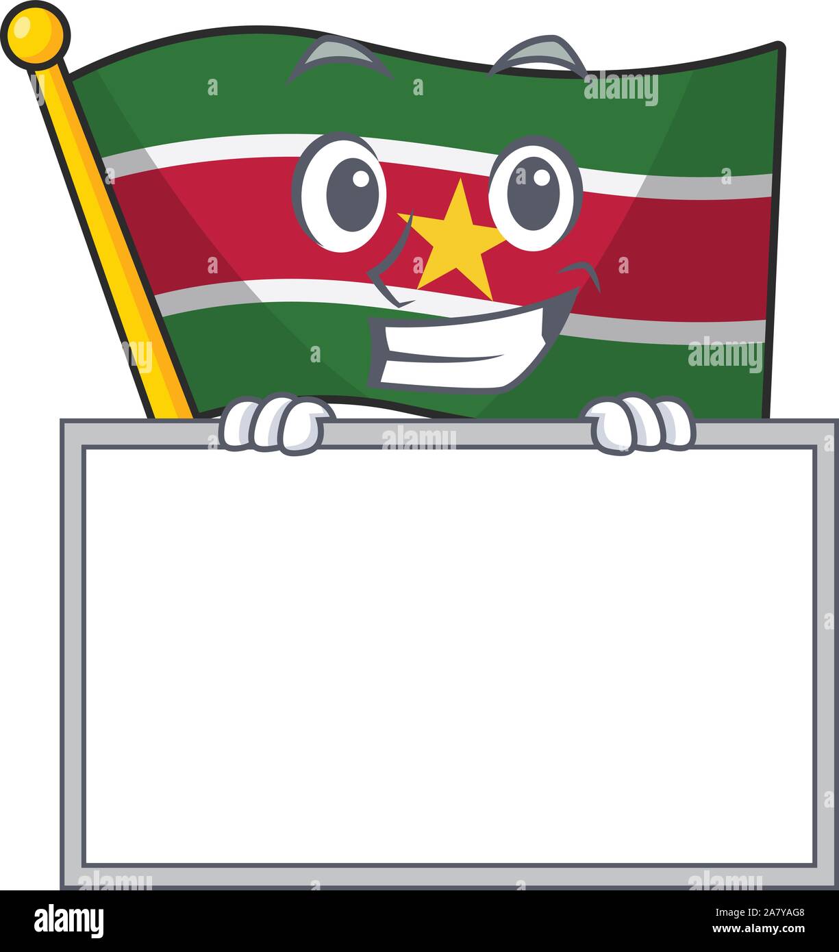 grinning with board happy flag suriname with the cartoon Stock Vector ...